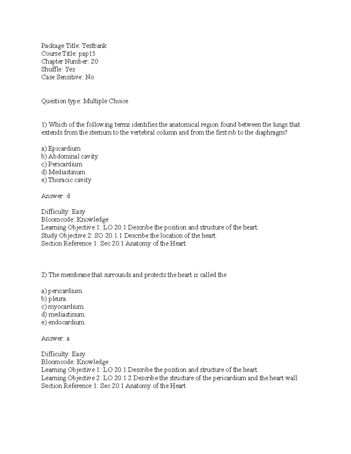 Ch20 - practice questions for the chapter - Package Title: Testbank ...