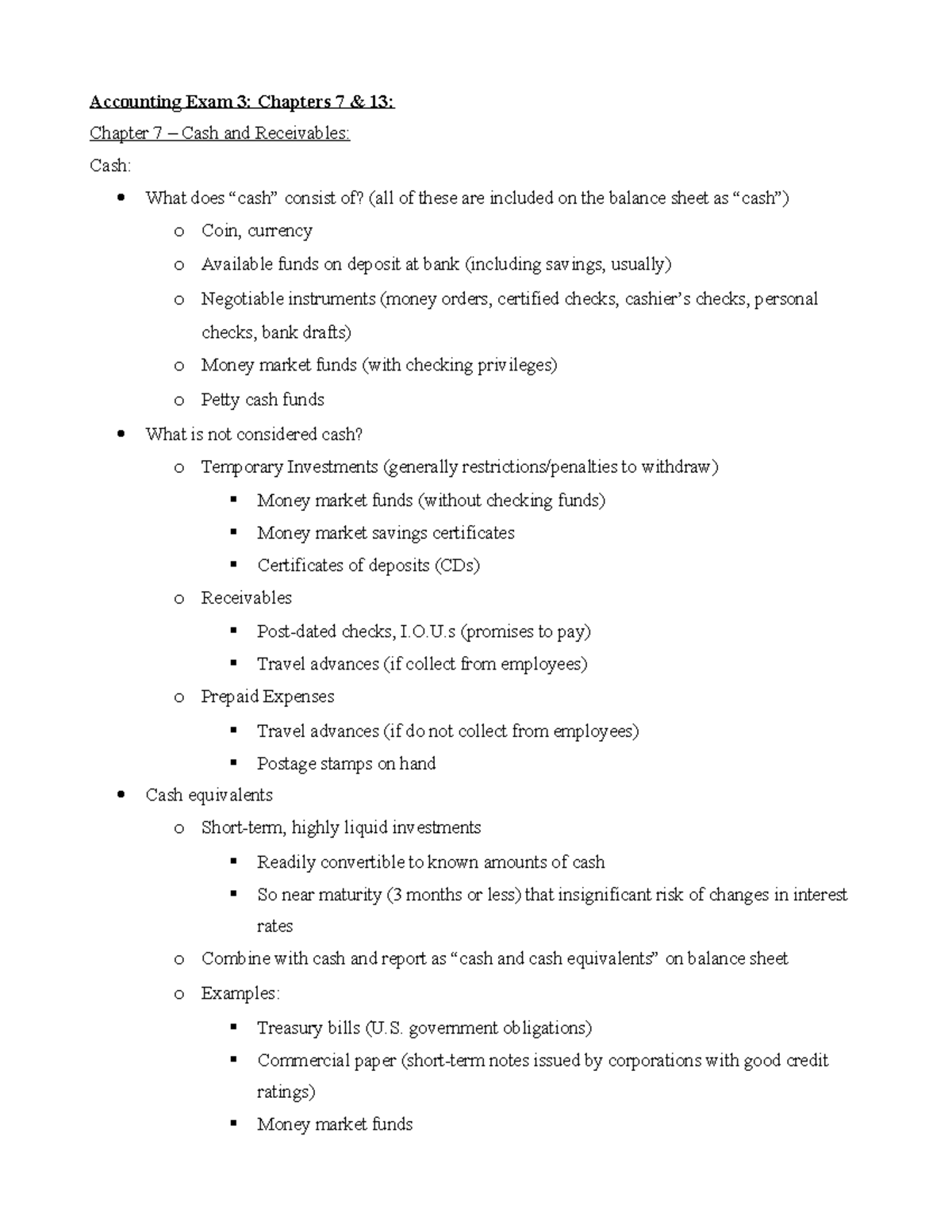 Intermediate Accounting Exam 3 Study Guide Accounting Exam 3