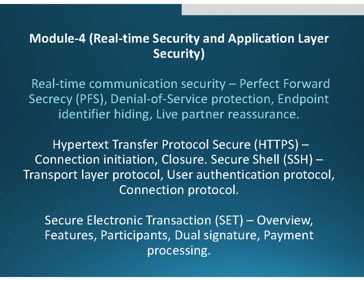 4full - Module-4 (Real-time Security and Application Layer Security) Real-time communication ...