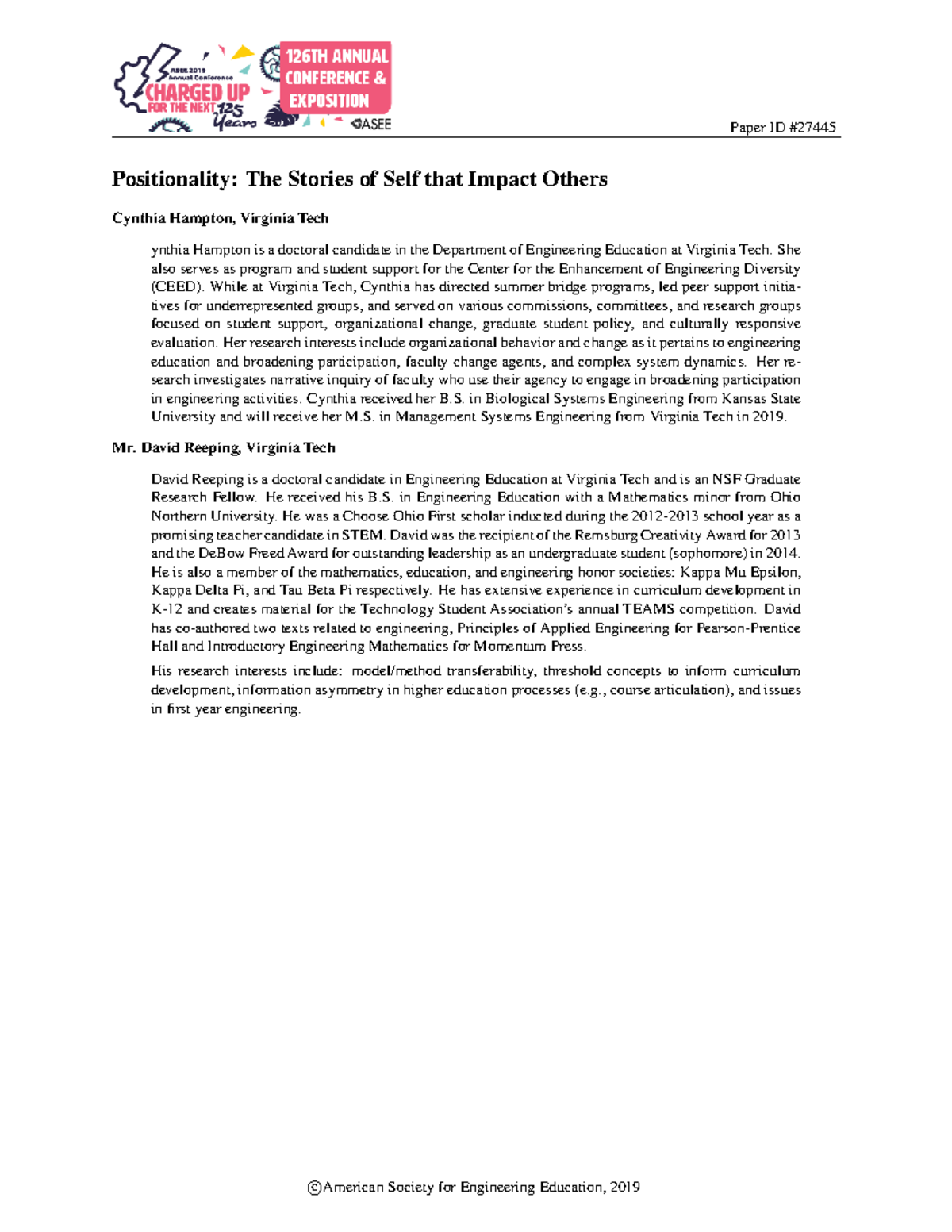 Positionality the stories of self that impact others - Paper ID ...