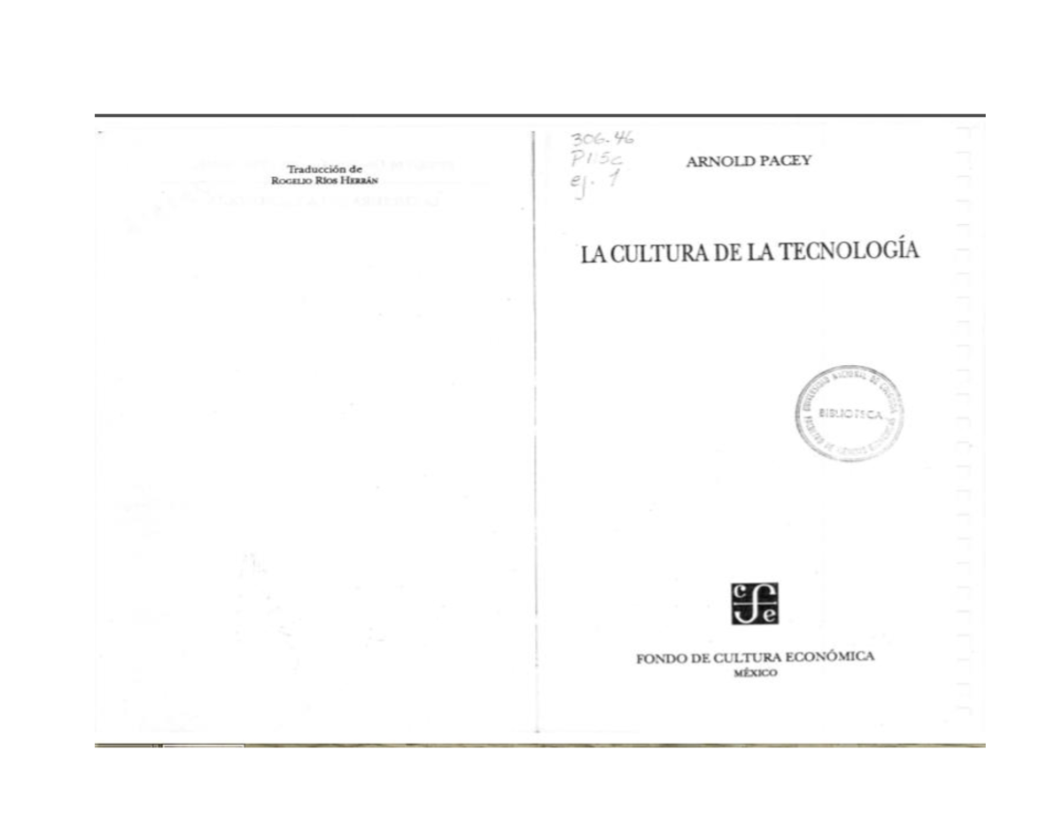 Pacey La cultura de la tecnologia Cap 1 - Ingeniería y Sociedad - Studocu