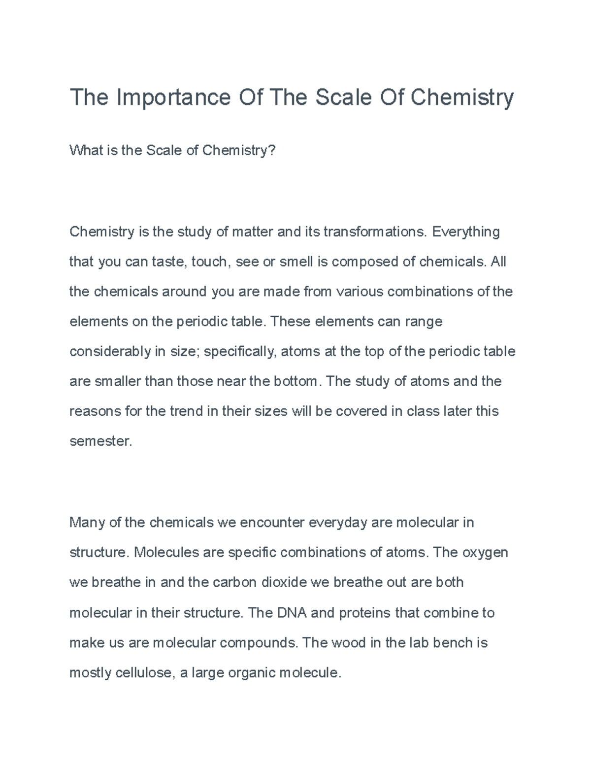 The Importance Of The Scale Of Chemistry - Everything that you can ...