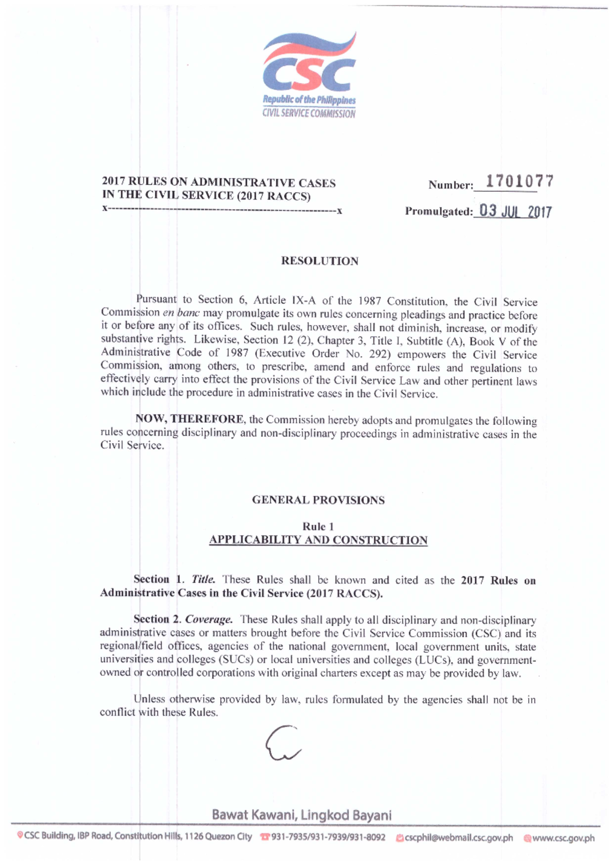 CSCRes No 1701077 2017 Raccs - Juris Doctor - Studocu