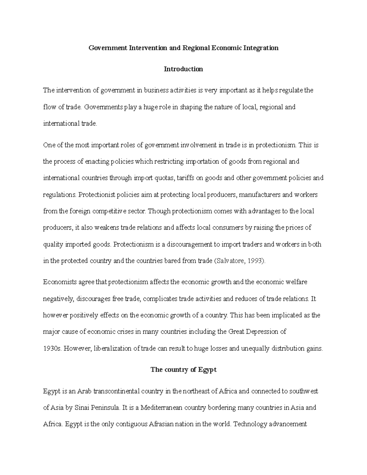Government Intervention and Regional Economic Integration - Government ...