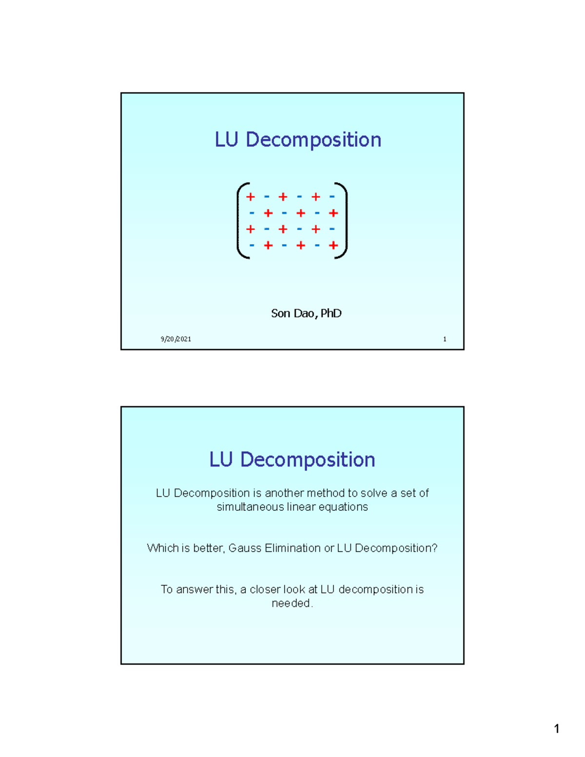 3-2 LU decomposition - MACLENIN, easy - 9/20/2021 1 LU Decomposition ...