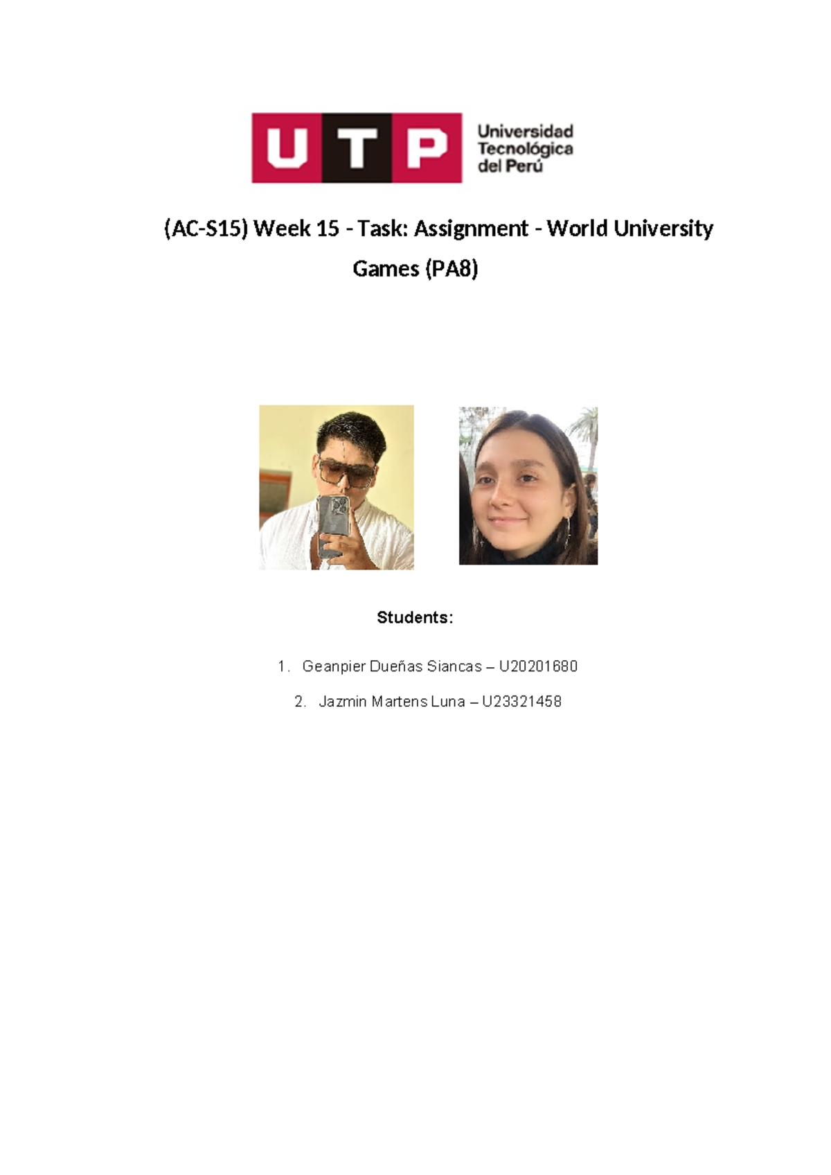 PA8 Martens Jazmin - sdsadsad - ingles, tarea - 🔴 (AC-S15) Week 15 - Task: Assignment - World ...