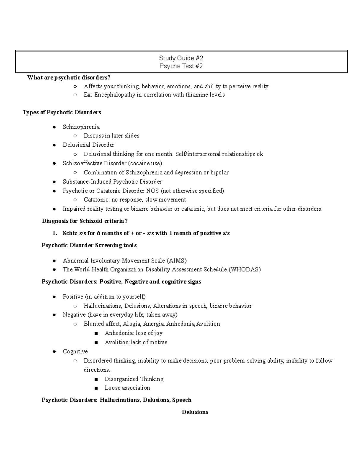 Study Guide 2 - Psych Information - Study Guide Psyche Test What are ...