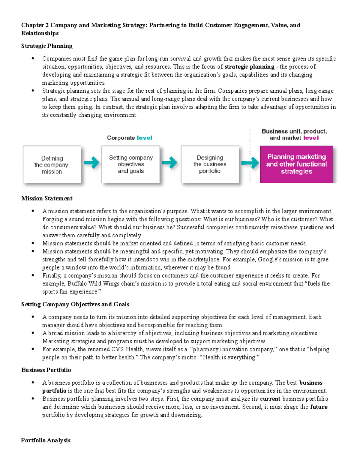 MTK Chapter two overview - Chapter 2 Company and Marketing Strategy: Partnering to Build ...