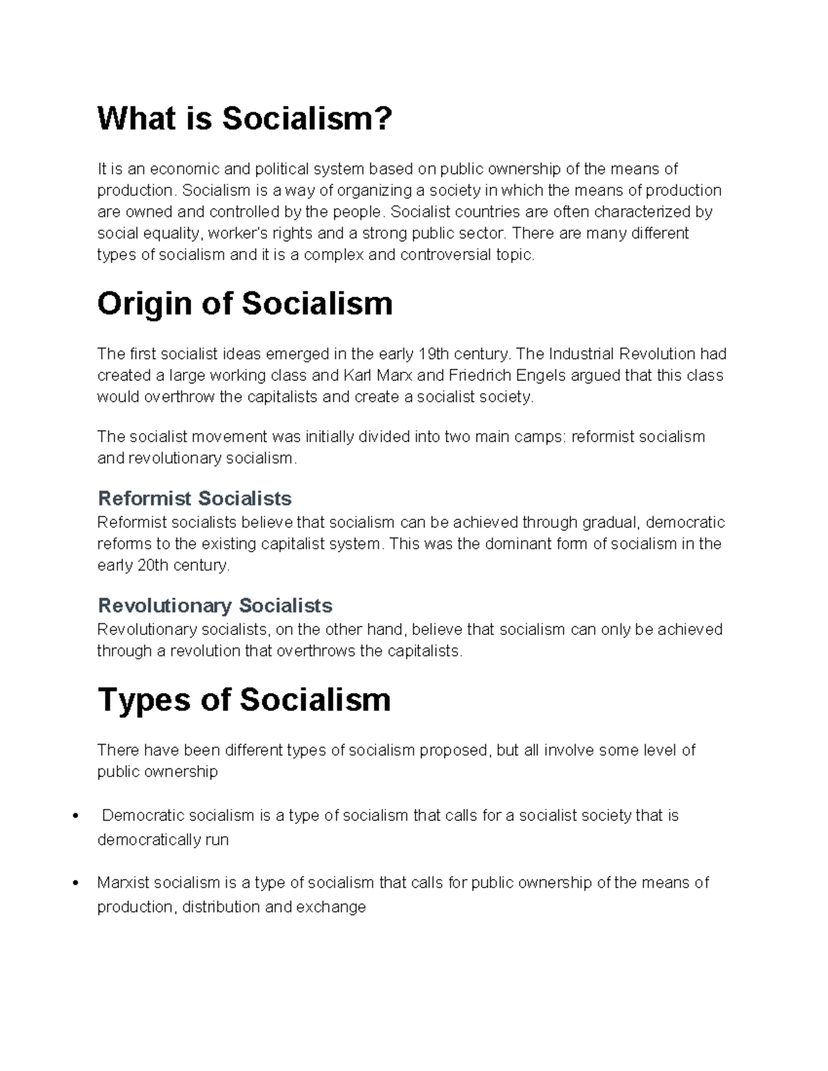 Socialism module 2 - sample - What is Socialism? It is an economic and ...