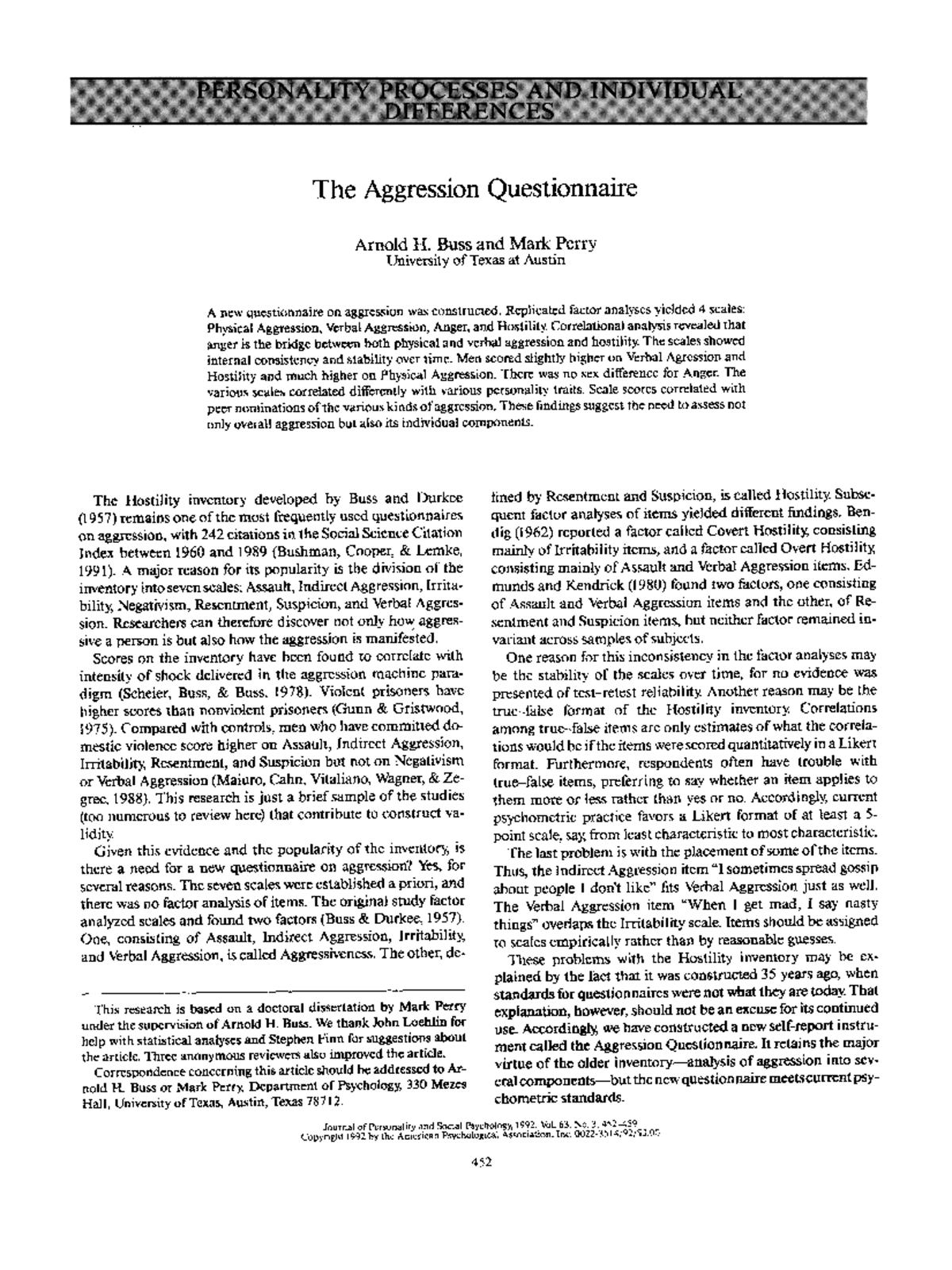 Buss A 1992a - A new questionnaire about the effect of violent games on ...