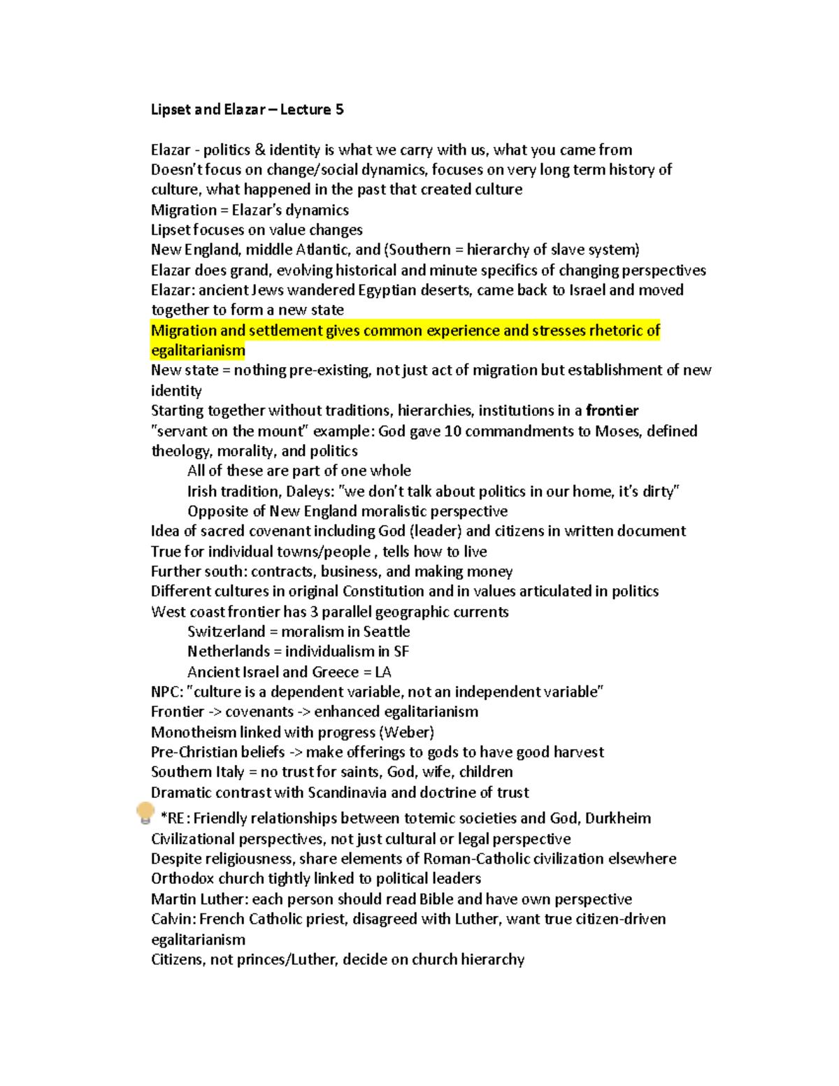 Lipset and Elazar – Lecture 5 - Lipset and Elazar – Lecture 5 Elazar ...