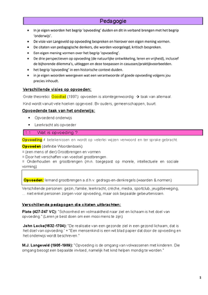 [Solved] Breng het begrip opvoeding in verband met onderwijs - Pedagogie - Studocu