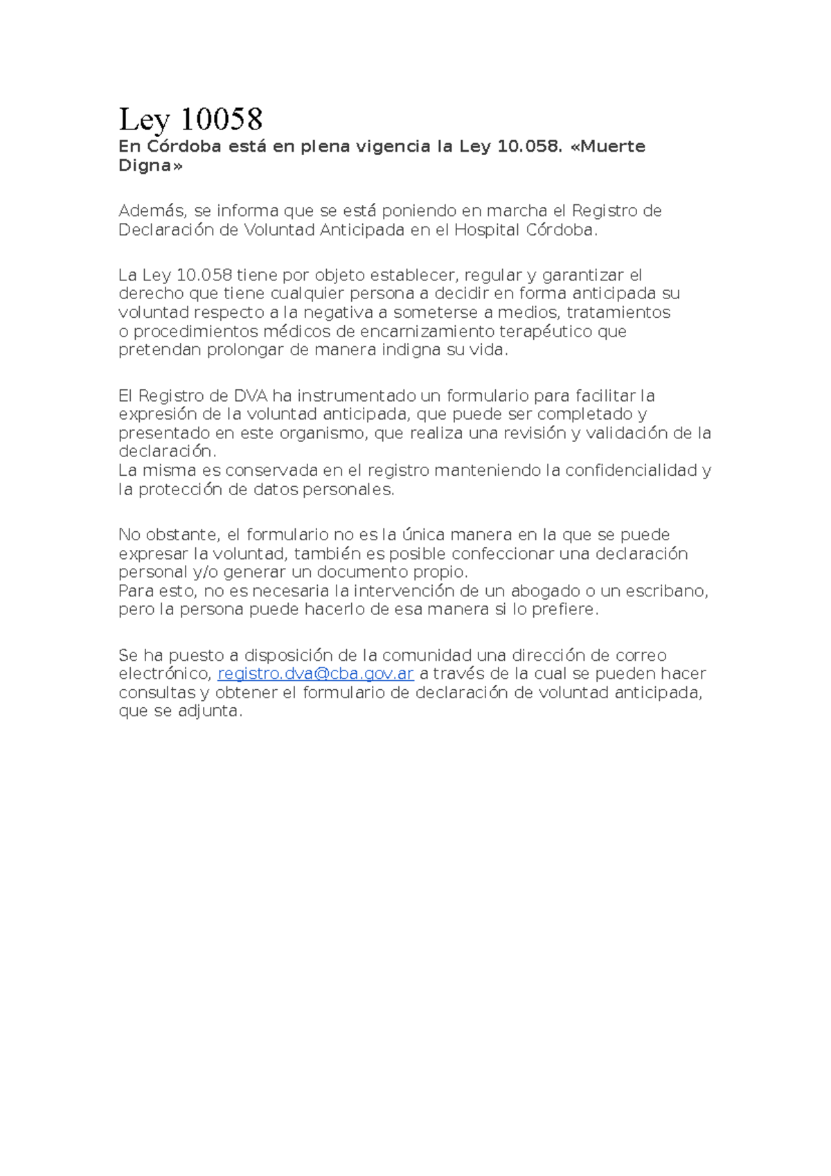 Ley 10058 - En Córdoba está en plena vigencia la Ley 10.058. «Muerte ...