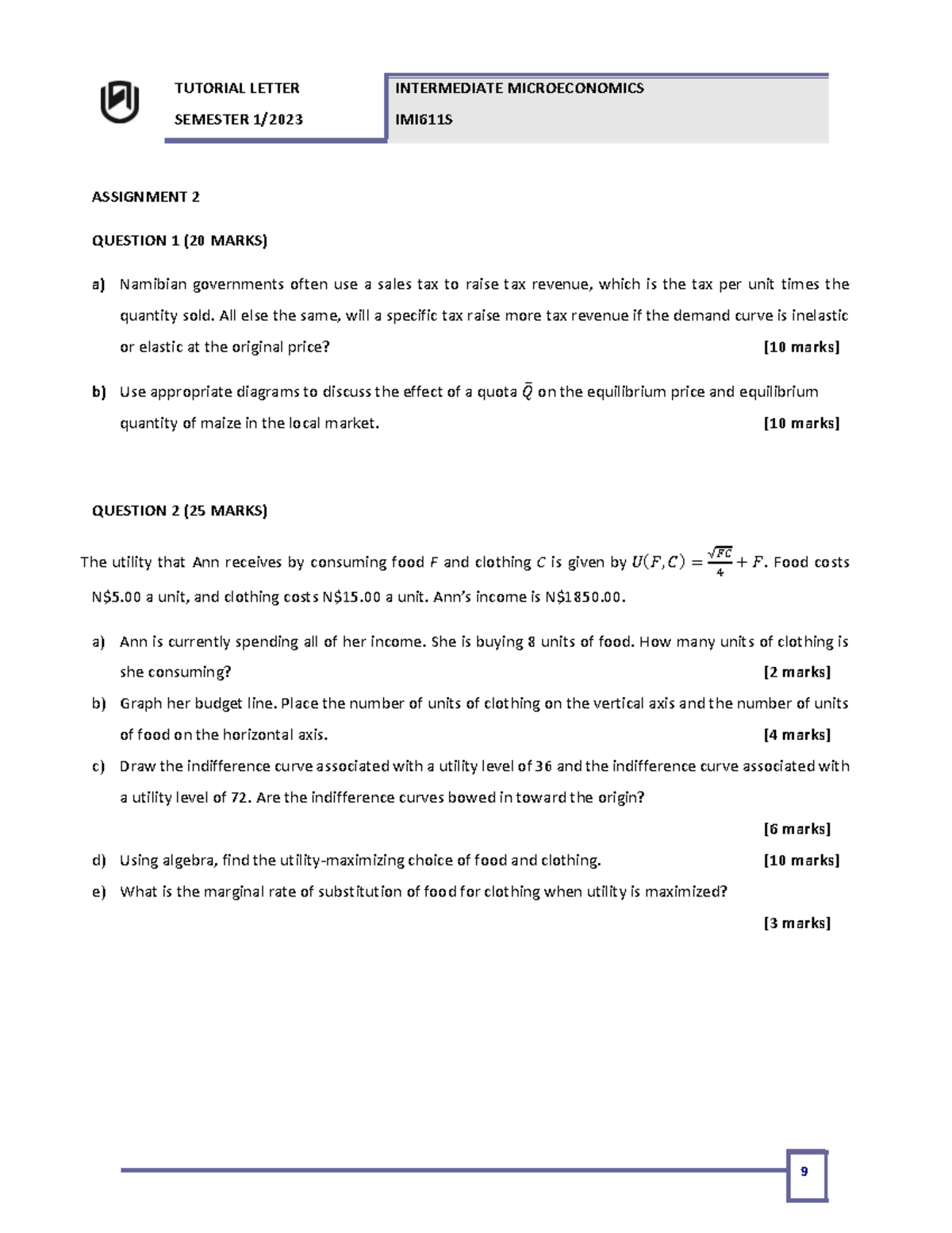 IMI611S Assignment 2 - TUTORIAL LETTER SEMESTER 1 / 2023 INTERMEDIATE ...