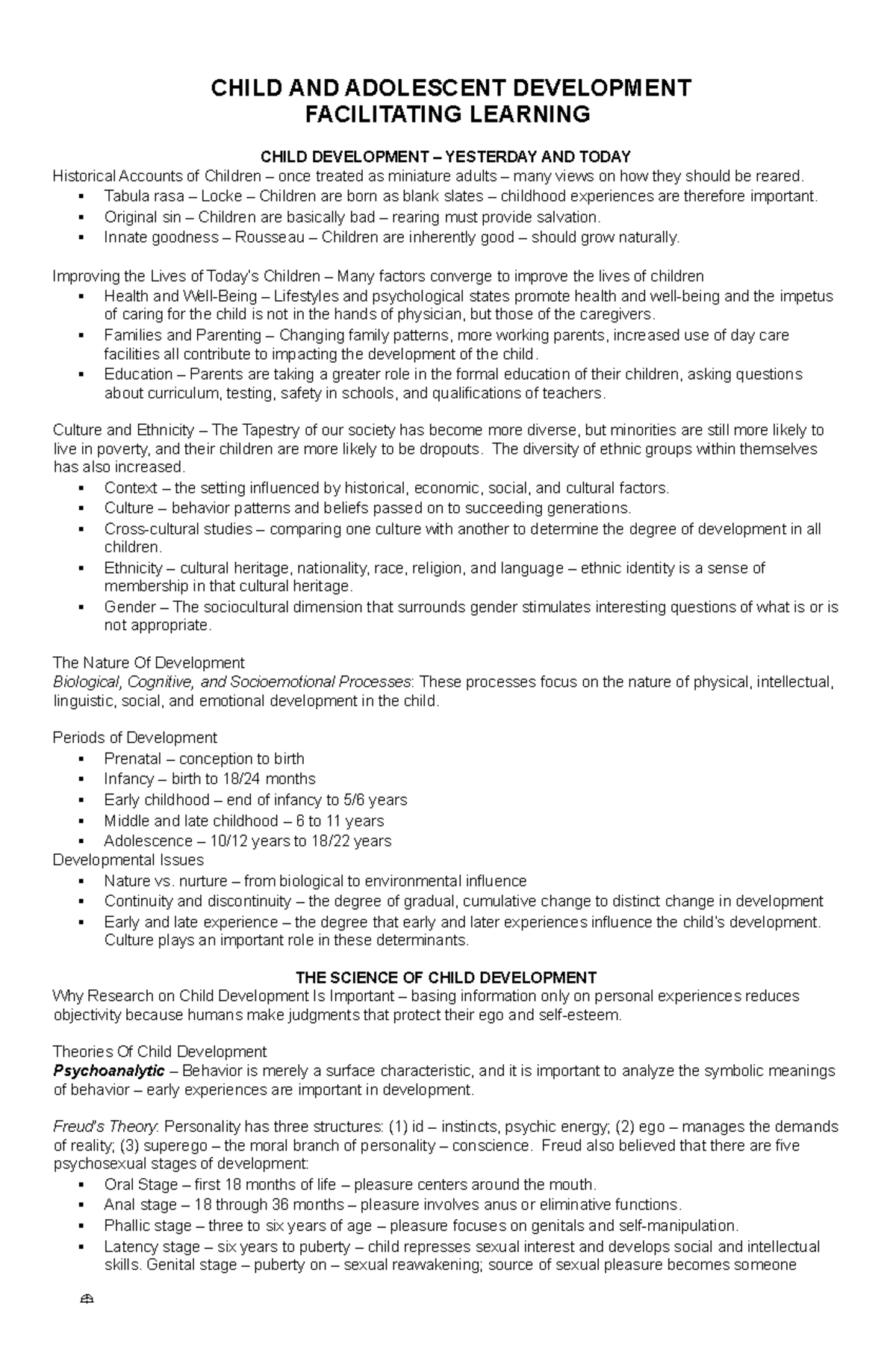 Child Adulthood Facilitating Learning 1 - CHILD AND ADOLESCENT ...