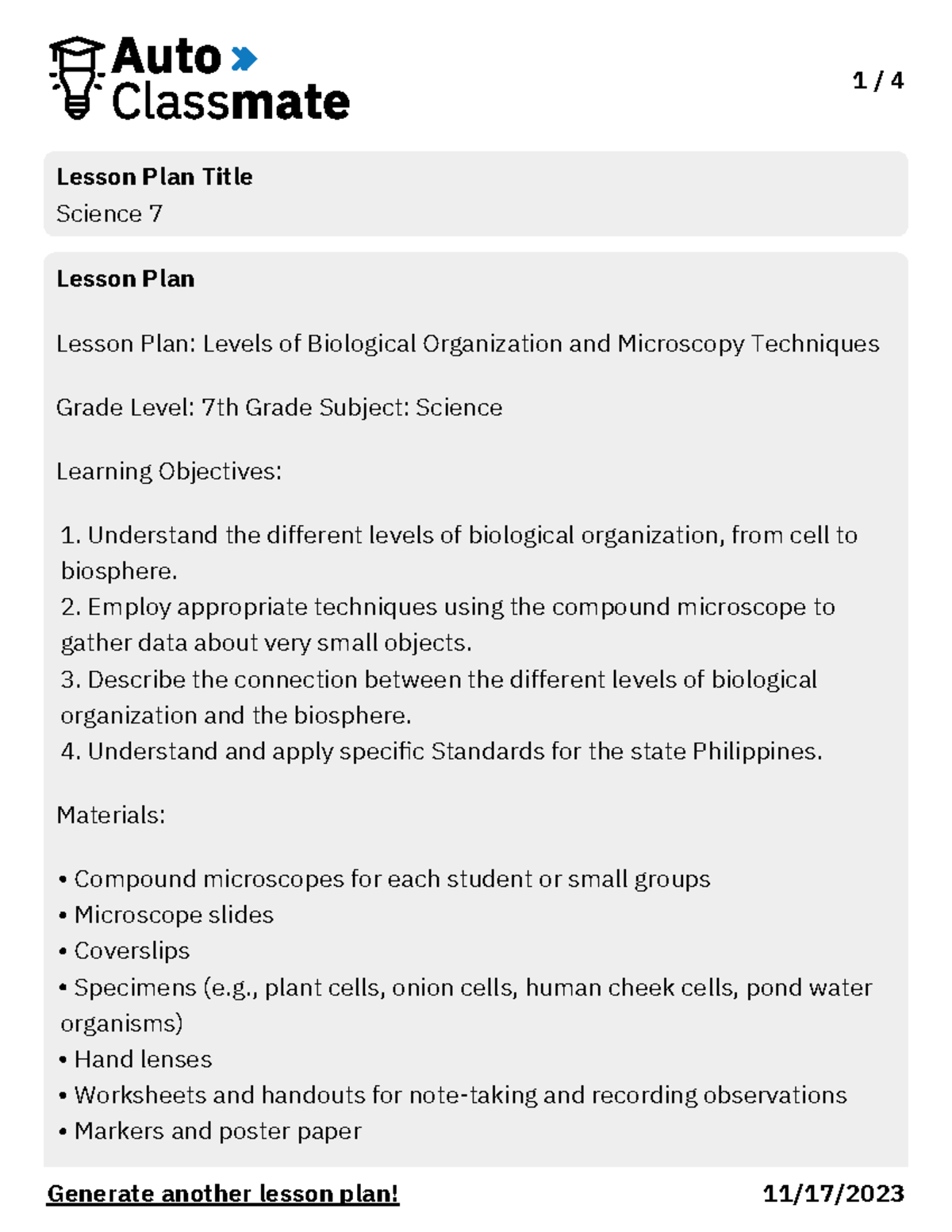 Downloadfile - Bsn - 1 / 4 Lesson Plan Title Science 7 Lesson Plan ...