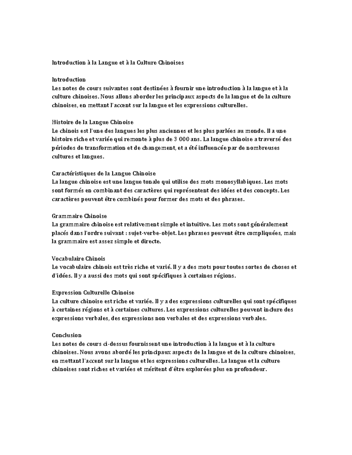 Chinese - Introduction à la Langue et à la Culture Chinoises ...