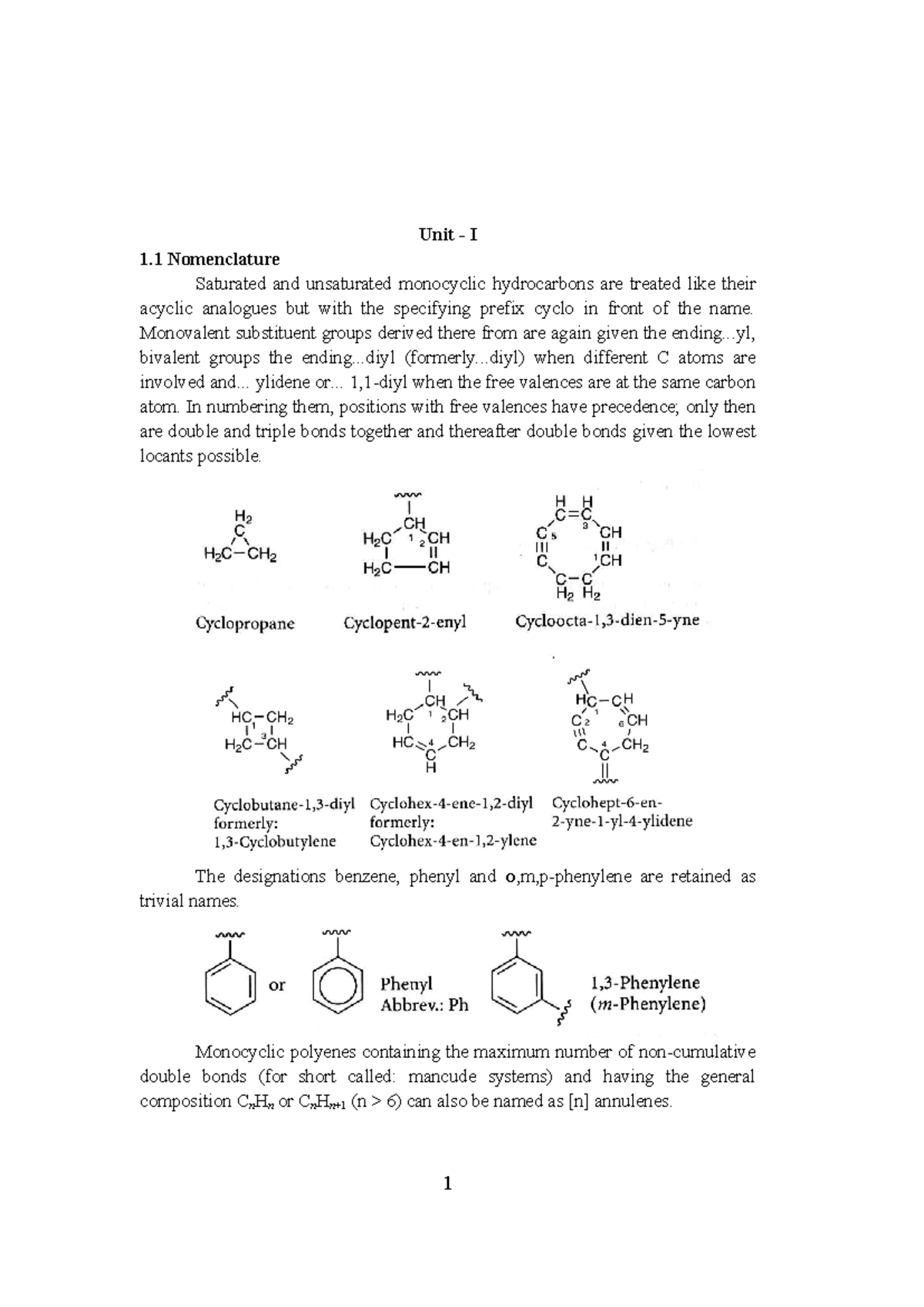 Inorganic Chemistry - organic notes - Unit - I 1 Nomenclature Saturated ...