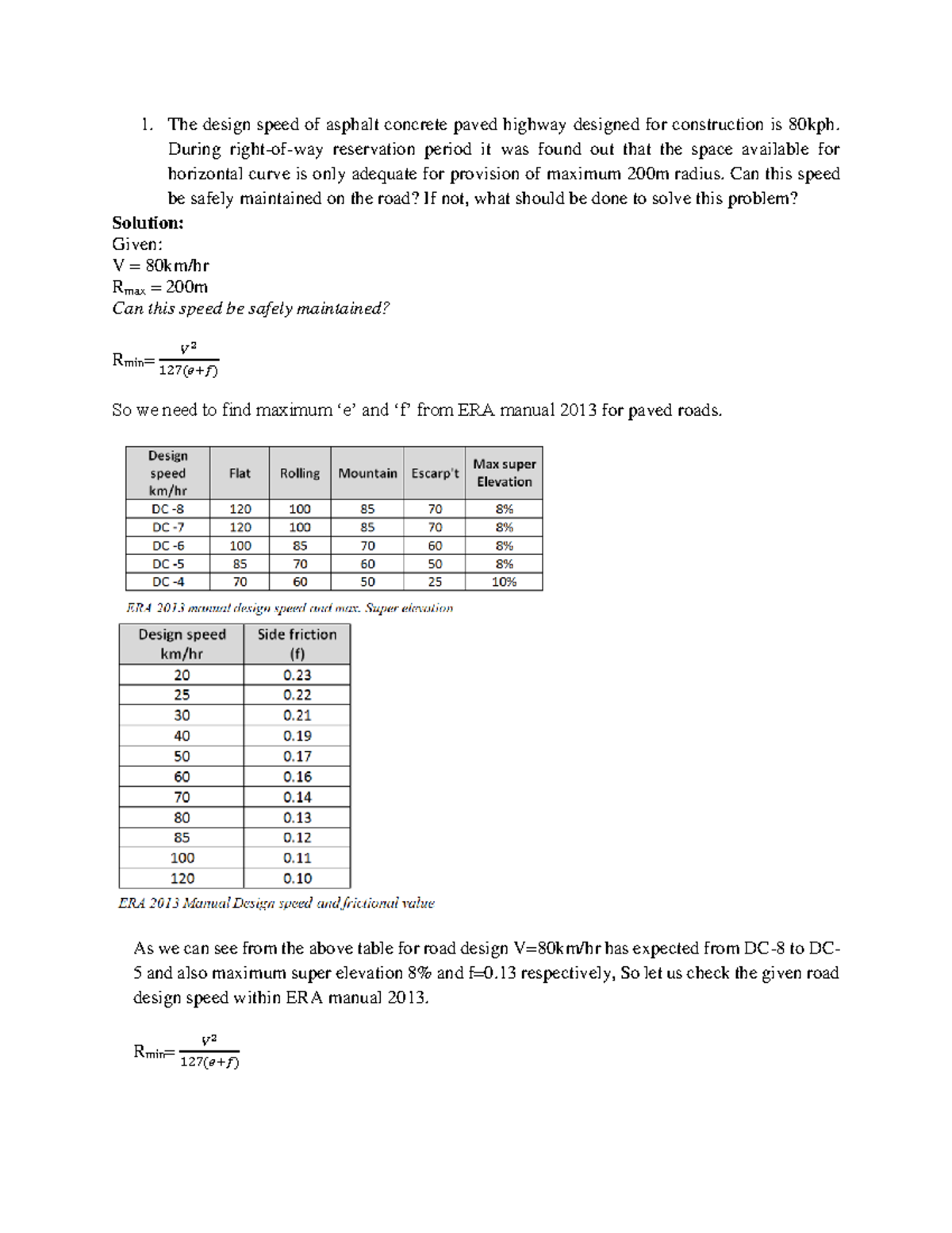 The design speed of asphalt concrete paved highway designed for ...