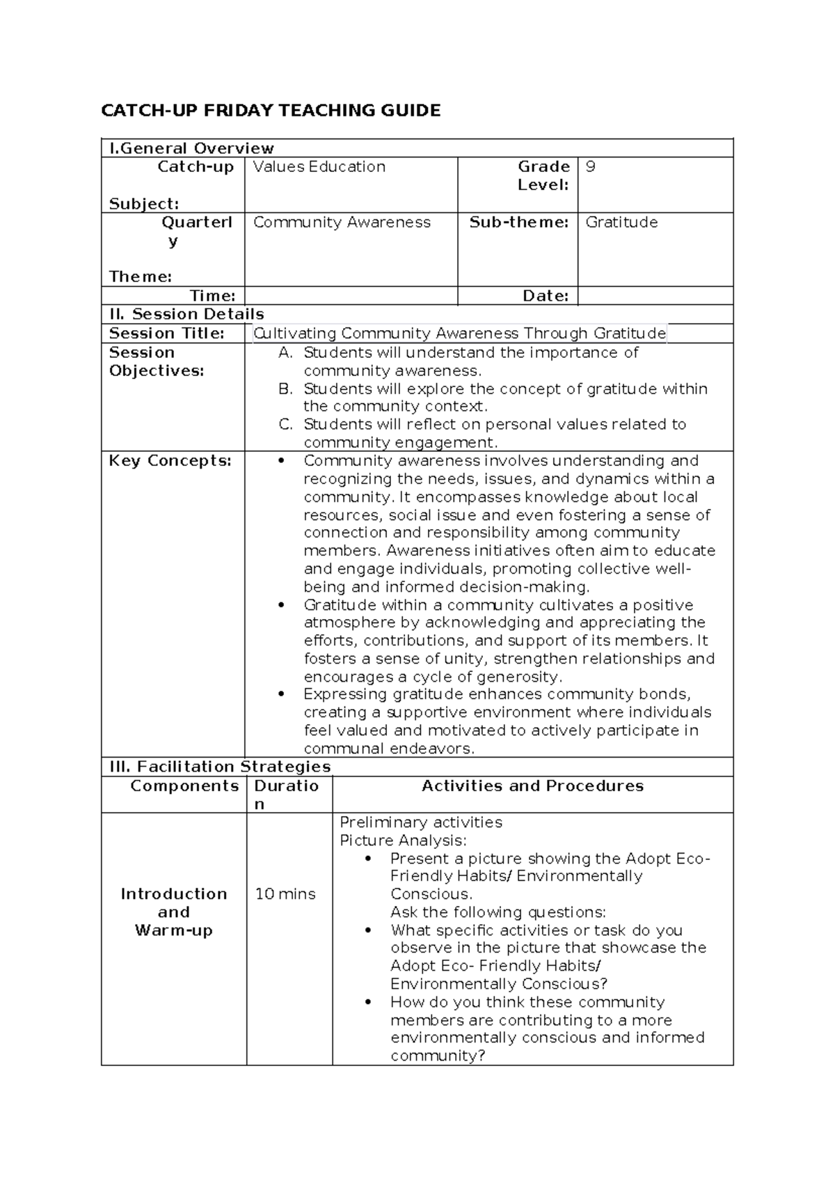 710377510 Catch up Friday Teaching Guide Values EDUC Gratitude - CATCH ...