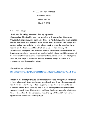 PSY 201 Module One Short Paper - Ashlee Koehler PSY-201 Educational ...