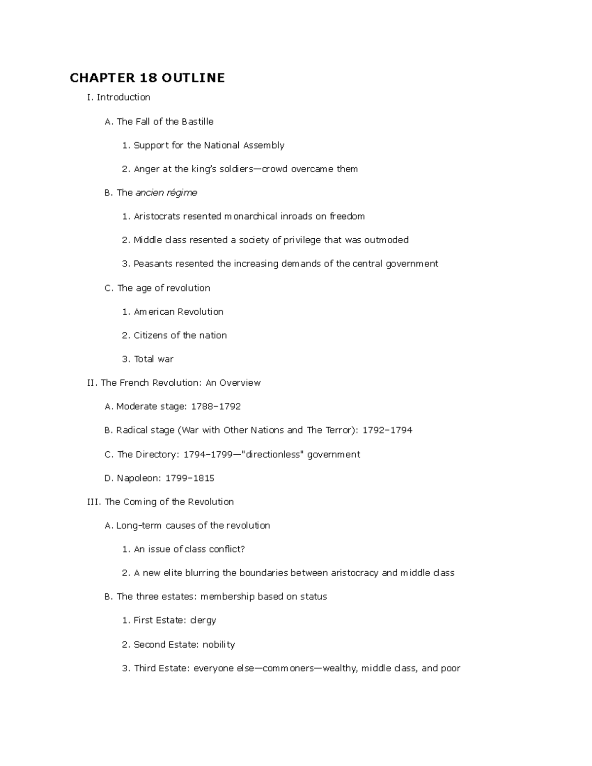 Chapter 18 Outline - CHAPTER 18 OUTLINE I. Introduction A. The Fall of ...
