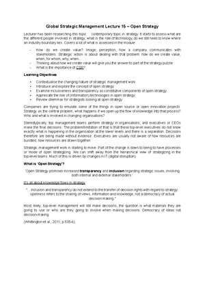 Lecture 1 - Introduction to Global Strategic Management - Global ...