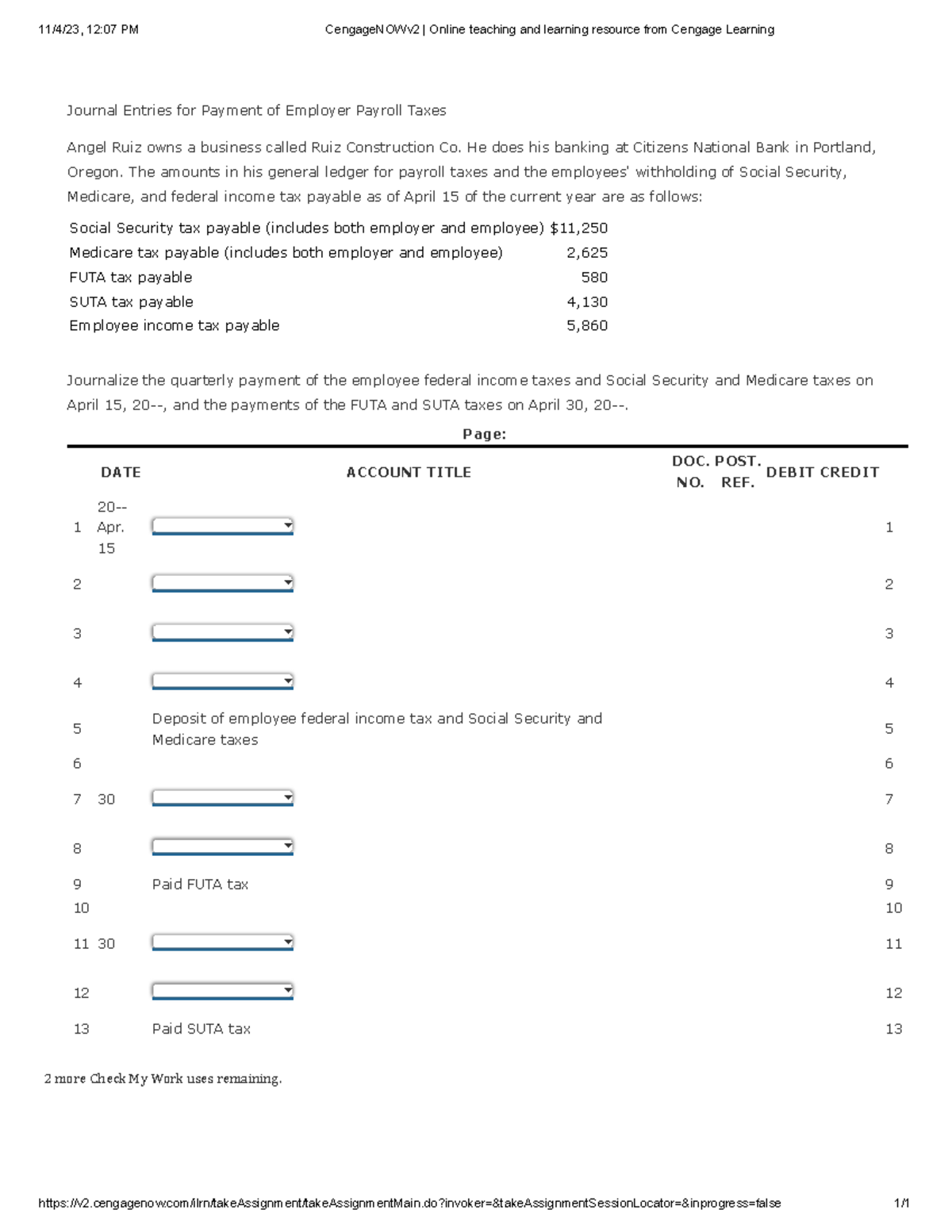 Chapter 9 Homework 7 - 11/4/23, 12:07 PM CengageNOWv2 | Online teaching and learning resource ...