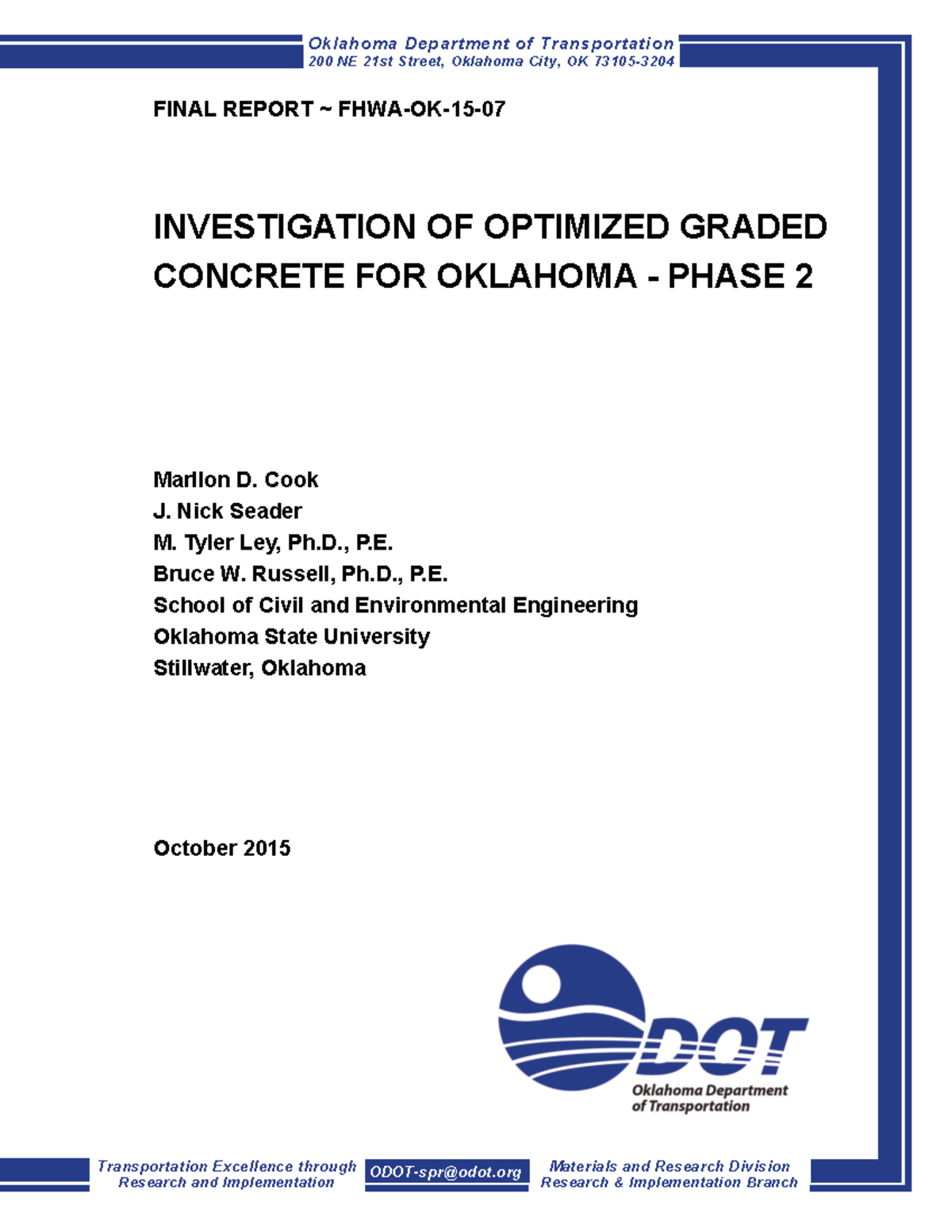 FHWA-OK-15-07 2253 Cook - Oklahoma Department of Transportation 200 NE ...