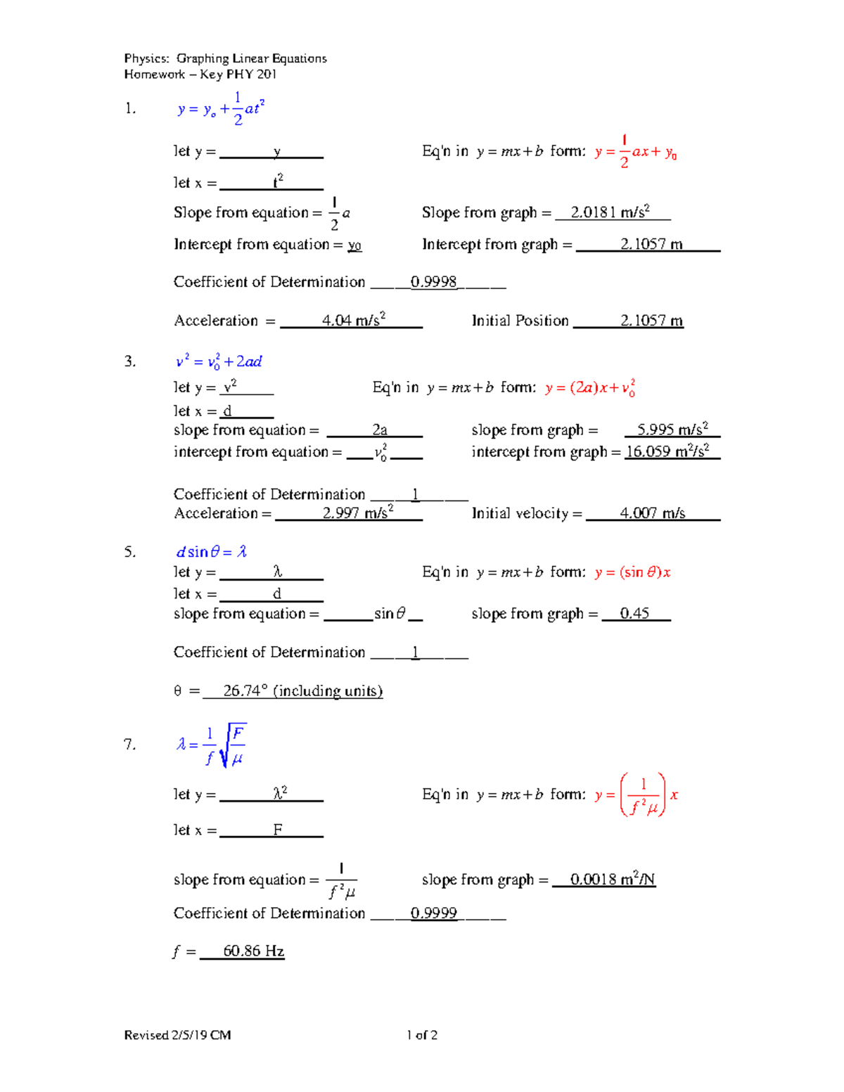 Graphing Lab Answer Key Physics Graphing Linear Equations Homework