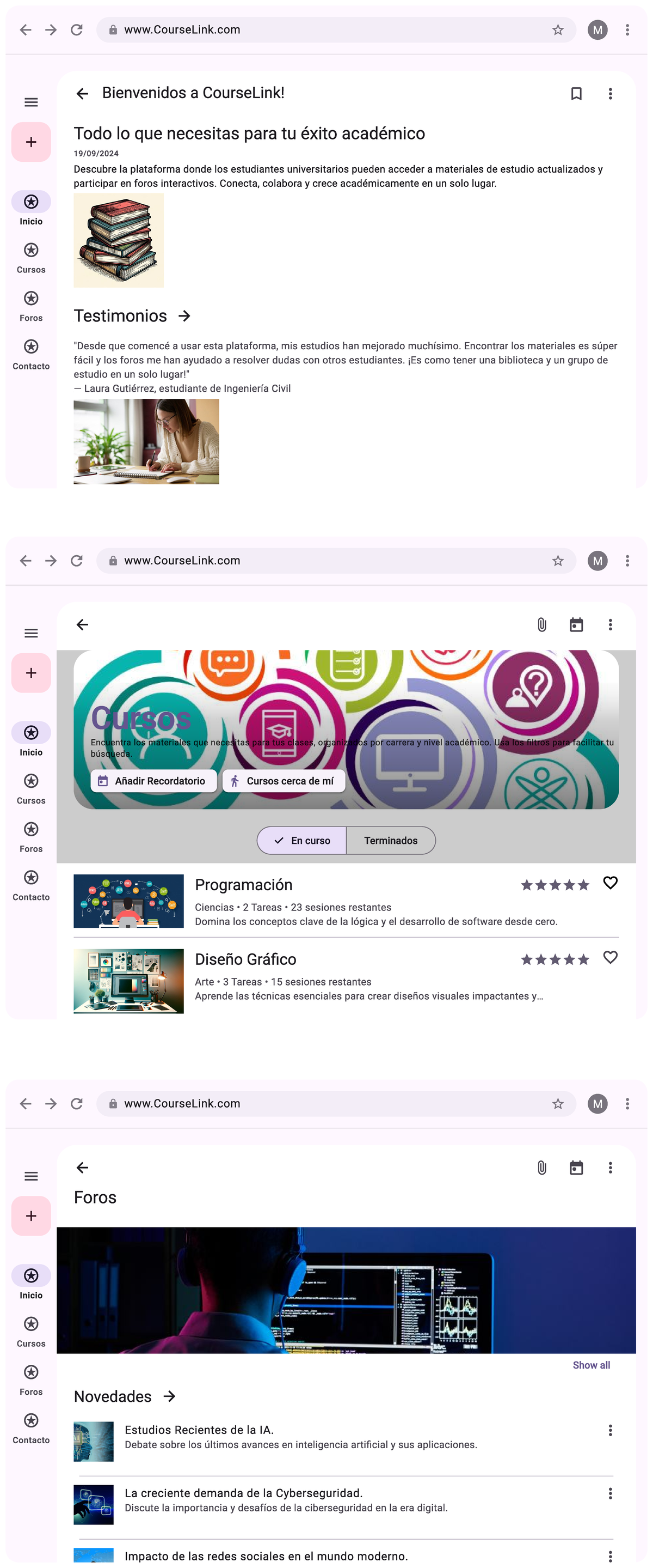 Landing Page Course Link - Inicio Cursos Foros Contacto Bienvenidos a ...