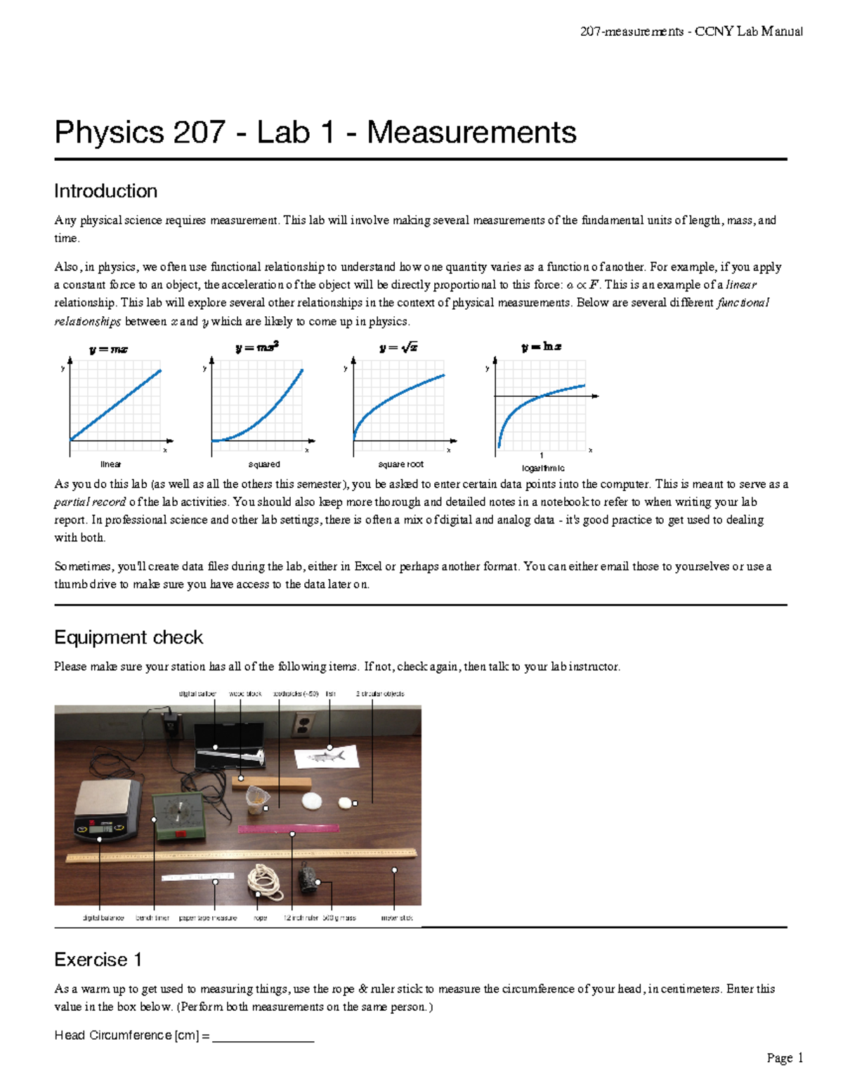 207-measurements - Measurements - Physics 207 - Lab 1 - Measurements ...