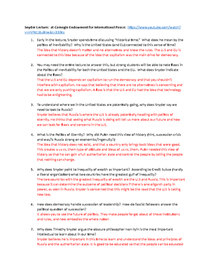 The Great War Lecture Questions - The Great War 1. What was the spark ...