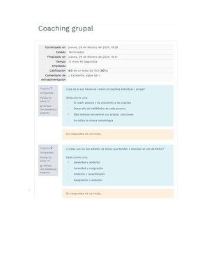 Coaching Grupal - Autocalificable Semana 3 - coaching grupal - Studocu