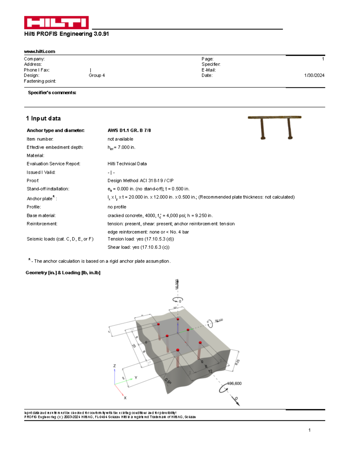 Anchorage design with hilti - hilti Input data and results must be ...