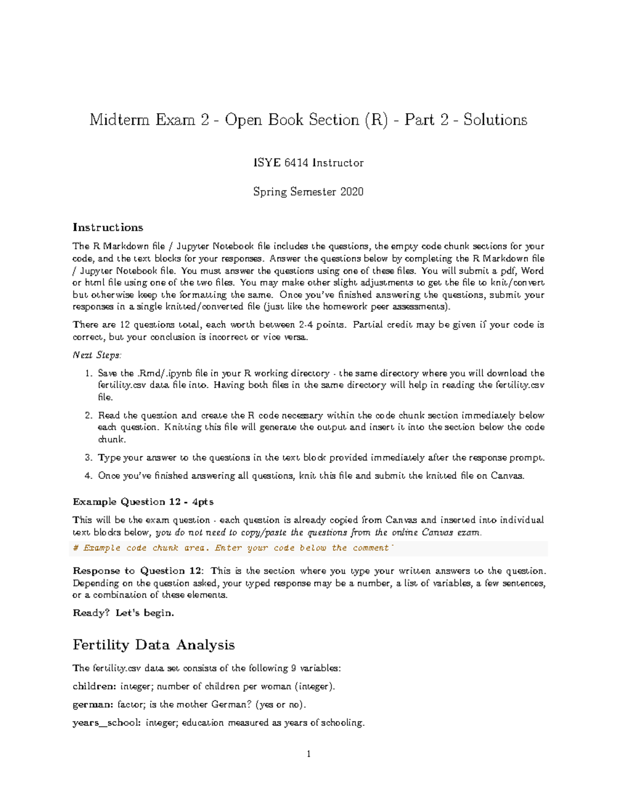 Sasc exam does not really work here i - Midterm Exam 2 - Open Book ...