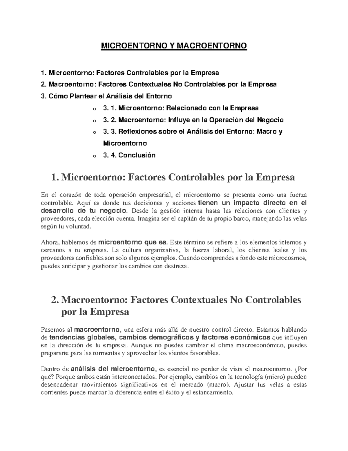 Microentorno Y Macroentorno - MICROENTORNO Y MACROENTORNO Microentorno ...