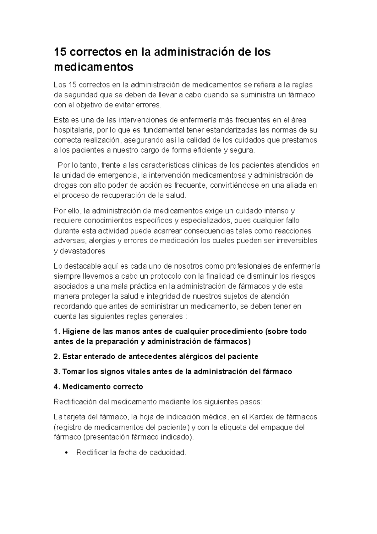 15 correctos de enfermeria - 15 correctos en la administración de los ...