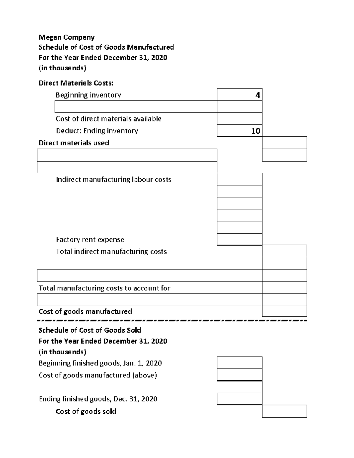 Megan Worksheet for demo - Warning: TT: undefined function: 32 Megan Company - Studocu