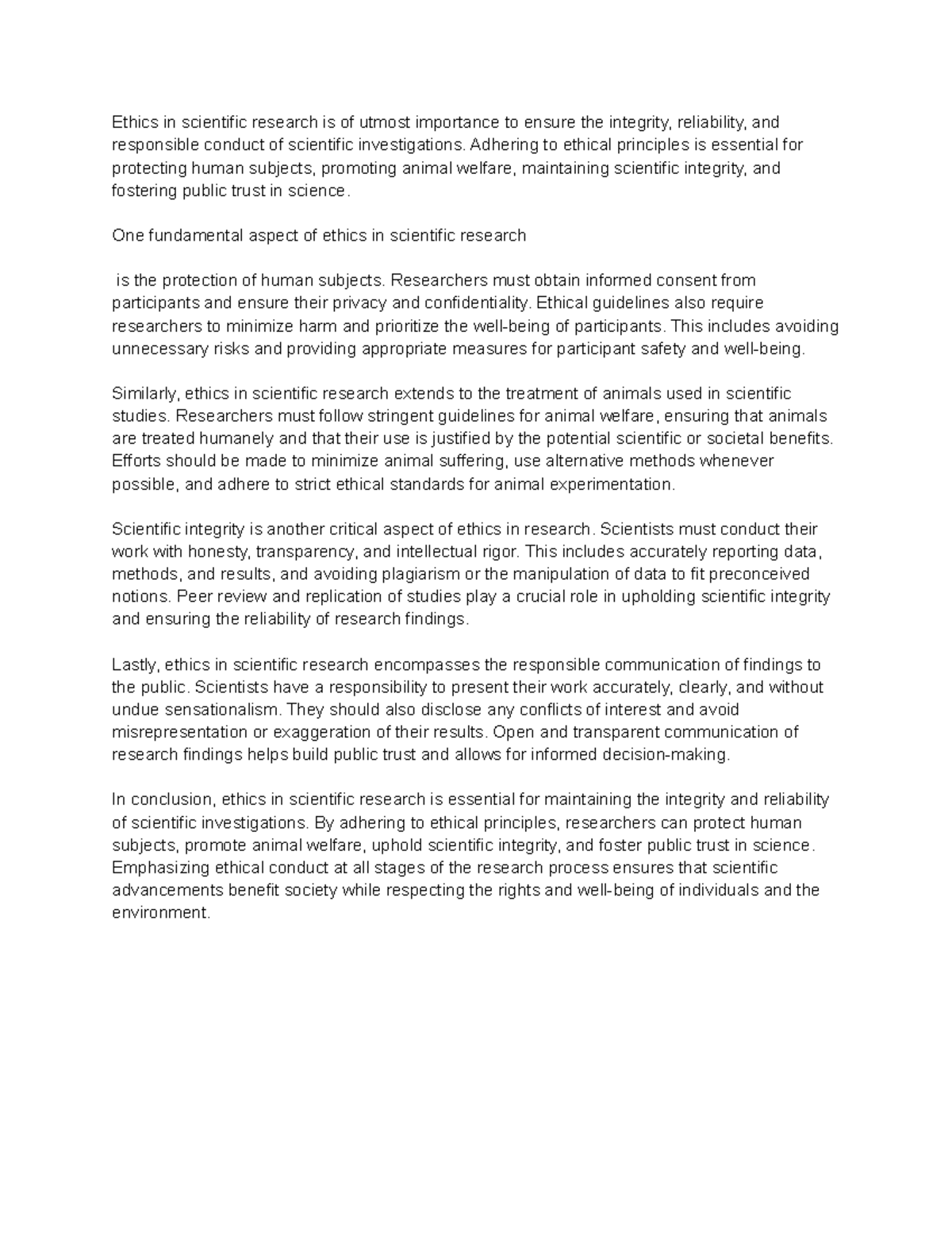 Ethics in scientific research - Adhering to ethical principles is ...