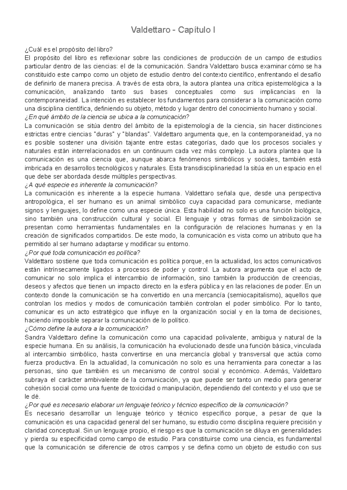 Resumen P1 no lo lean - Valdettaro - Capítulo I ¿Cuál es el propósito del libro? El propósito ...