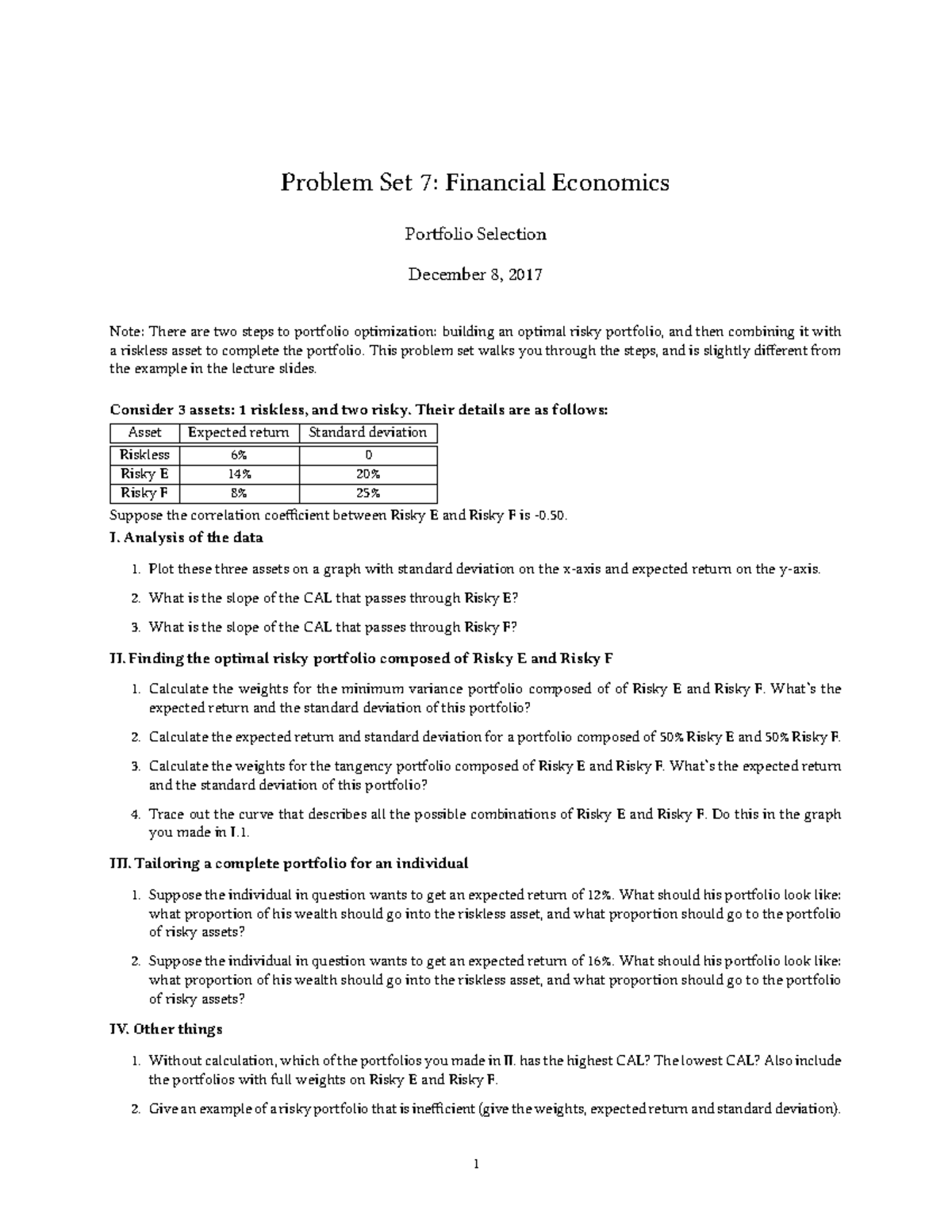 Problem Set 7 - Grade: b - Problem Set 7: Financial Economics Portfolio ...