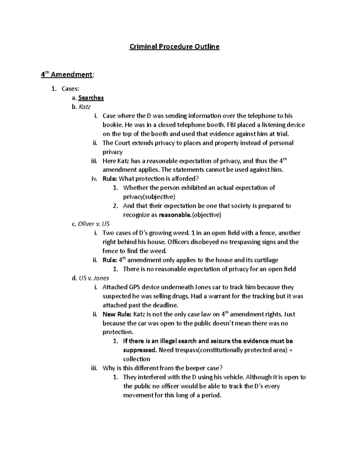 Criminal Procedure Case Outline - Criminal Procedure Outline 4th ...