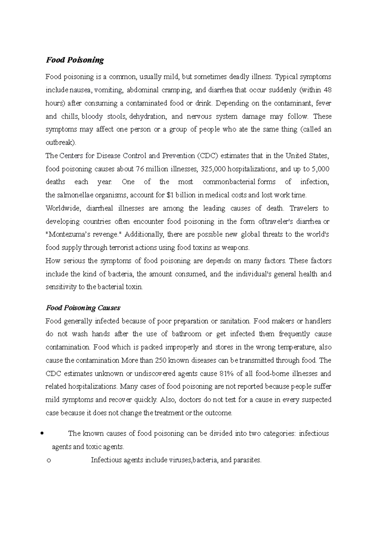 Food poisiong - clinical toxicology - Food Poisoning Food poisoning is ...