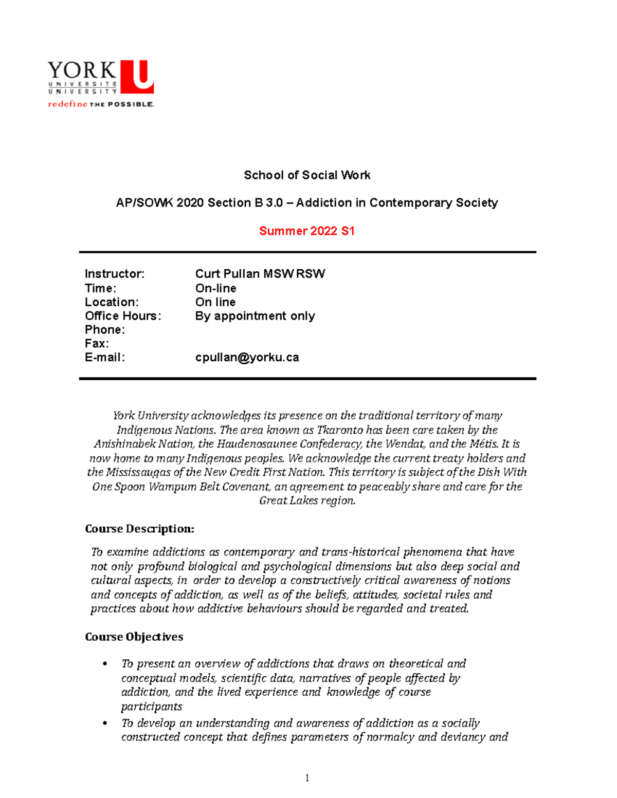 Course Outline - SOWK 2020 Section B Summer 2022 S1 - Curt Pullan ...