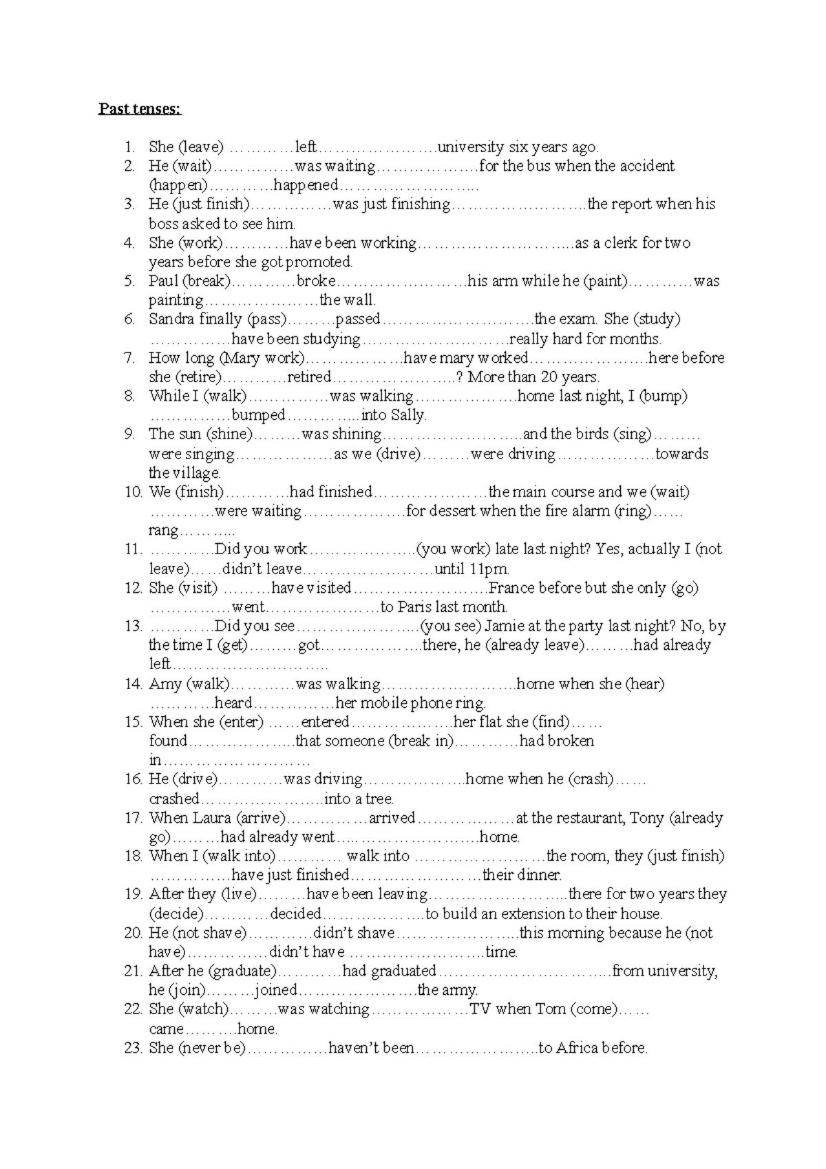 Past-Tenses - v bfsbsfbf - Past tenses: She (leave) ............left