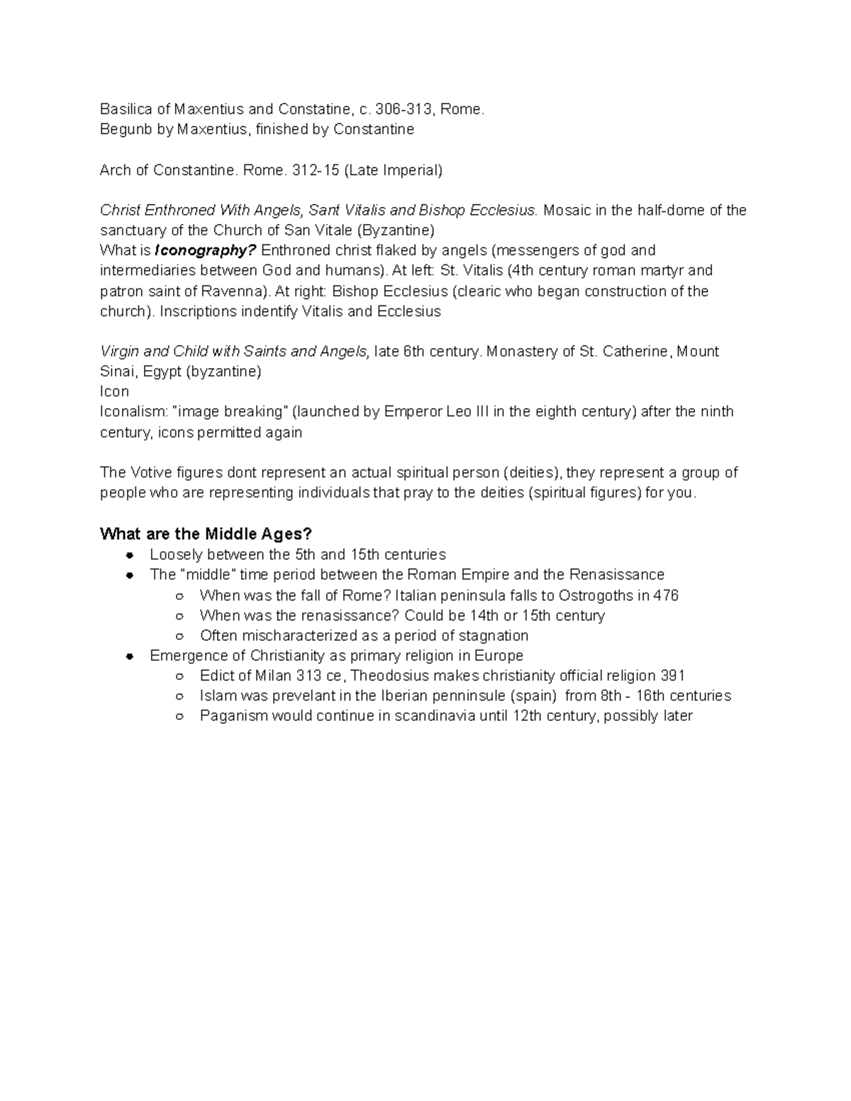 Middle ages Teacher: Mary F Ivey Lecture notes HA 100 2021/2022 ...