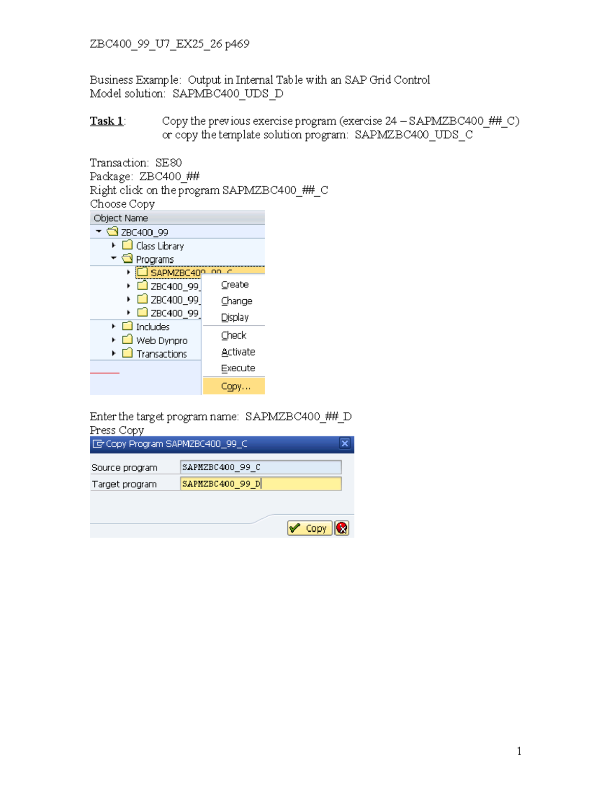 ZBC400 99 U9 EX25 26 p469 - Business Example: Output in Internal Table ...