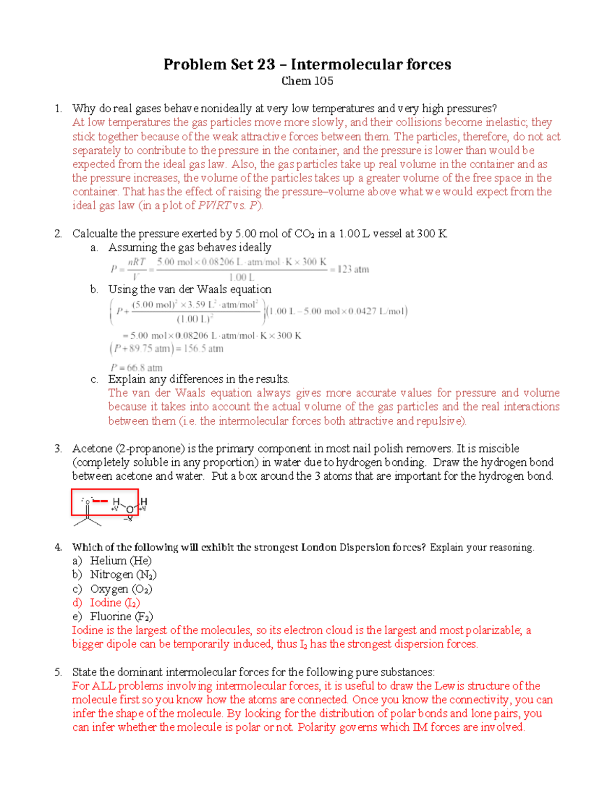 PS 23 2022 key - practice homework - Problem Set 23 – Intermolecular ...