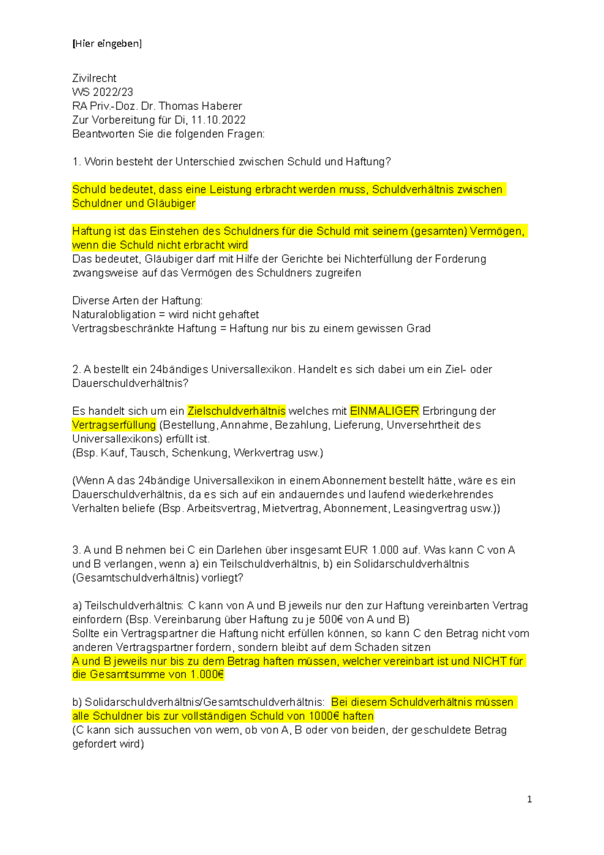 LV4 Zivilrecht - Aufgaben - Zivilrecht WS 2022/ RA Priv.-Doz. Dr ...